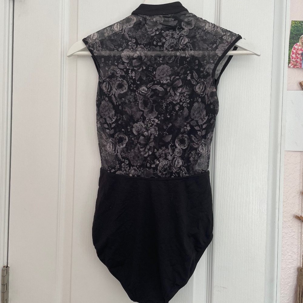 Bloch Ballet Leotard, Black/Floral, Size Small - Gem